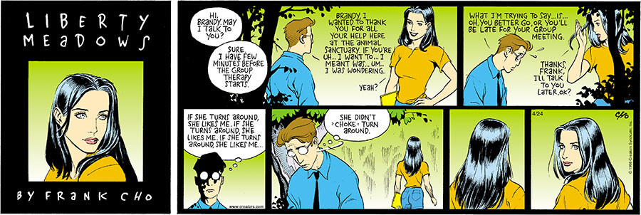 Liberty Meadows for Apr 24, 2016, by Frank Cho | Creators Syndicate